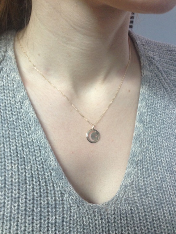 Personalized Moon Phase Disc Necklace LEILA, 56% OFF