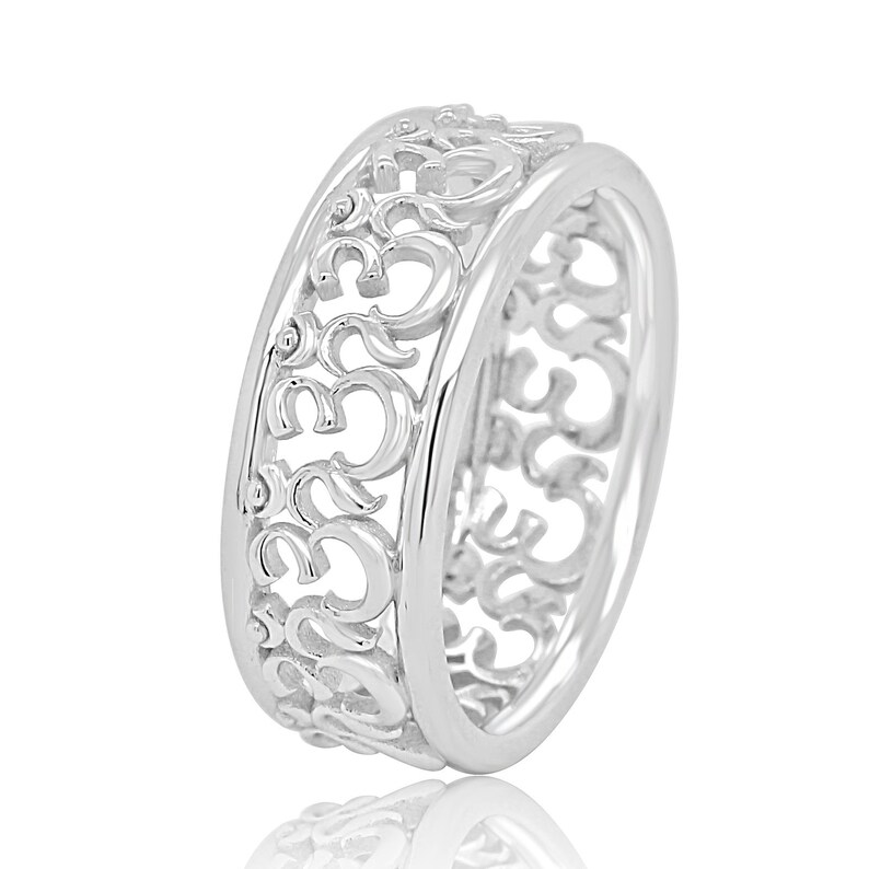 14k Gold OM AUM Ring, Filigree Eternity Band, Unisex Wedding Ring - Etsy