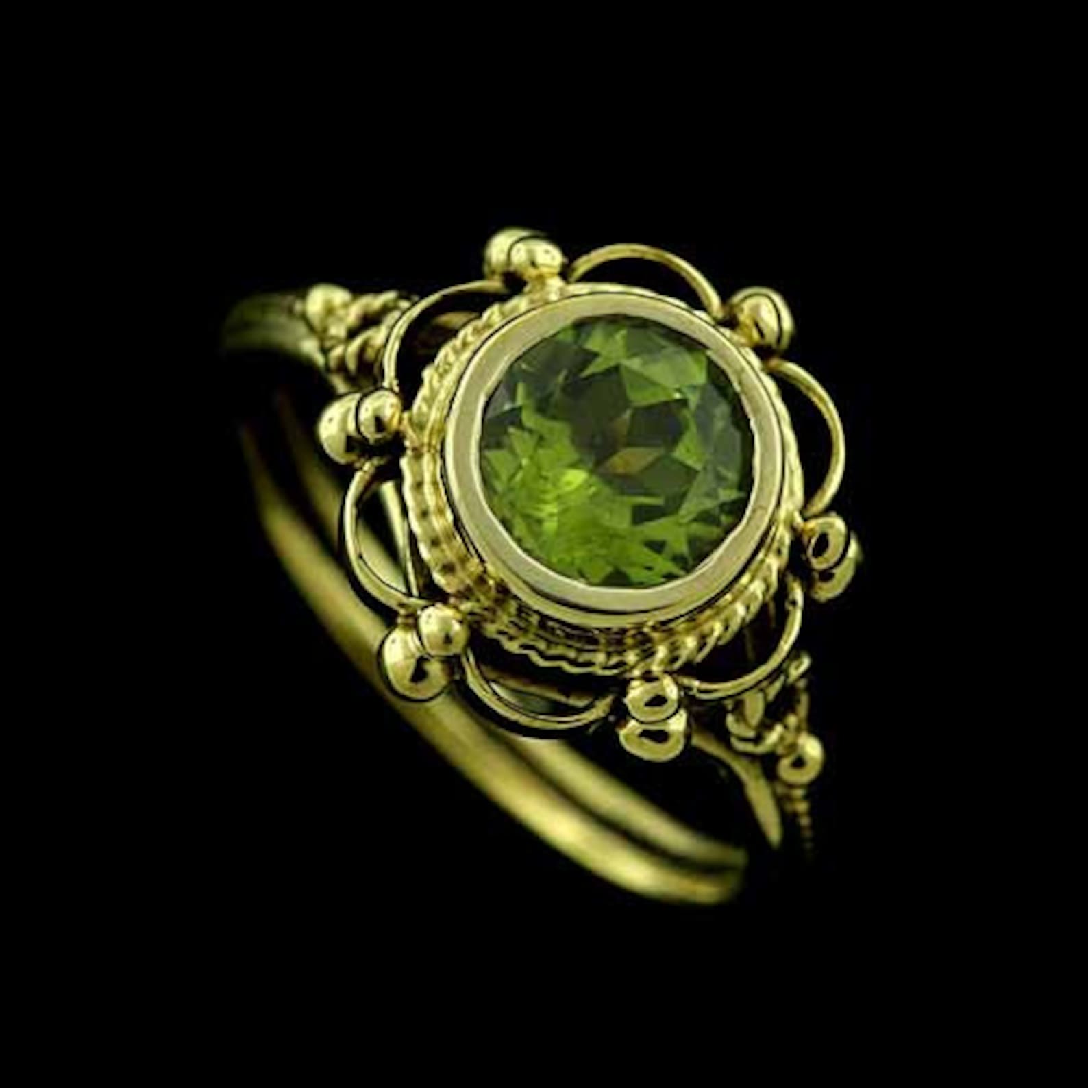Victorian Peridot Ring Bezel Set Engagement Ring Open | Etsy