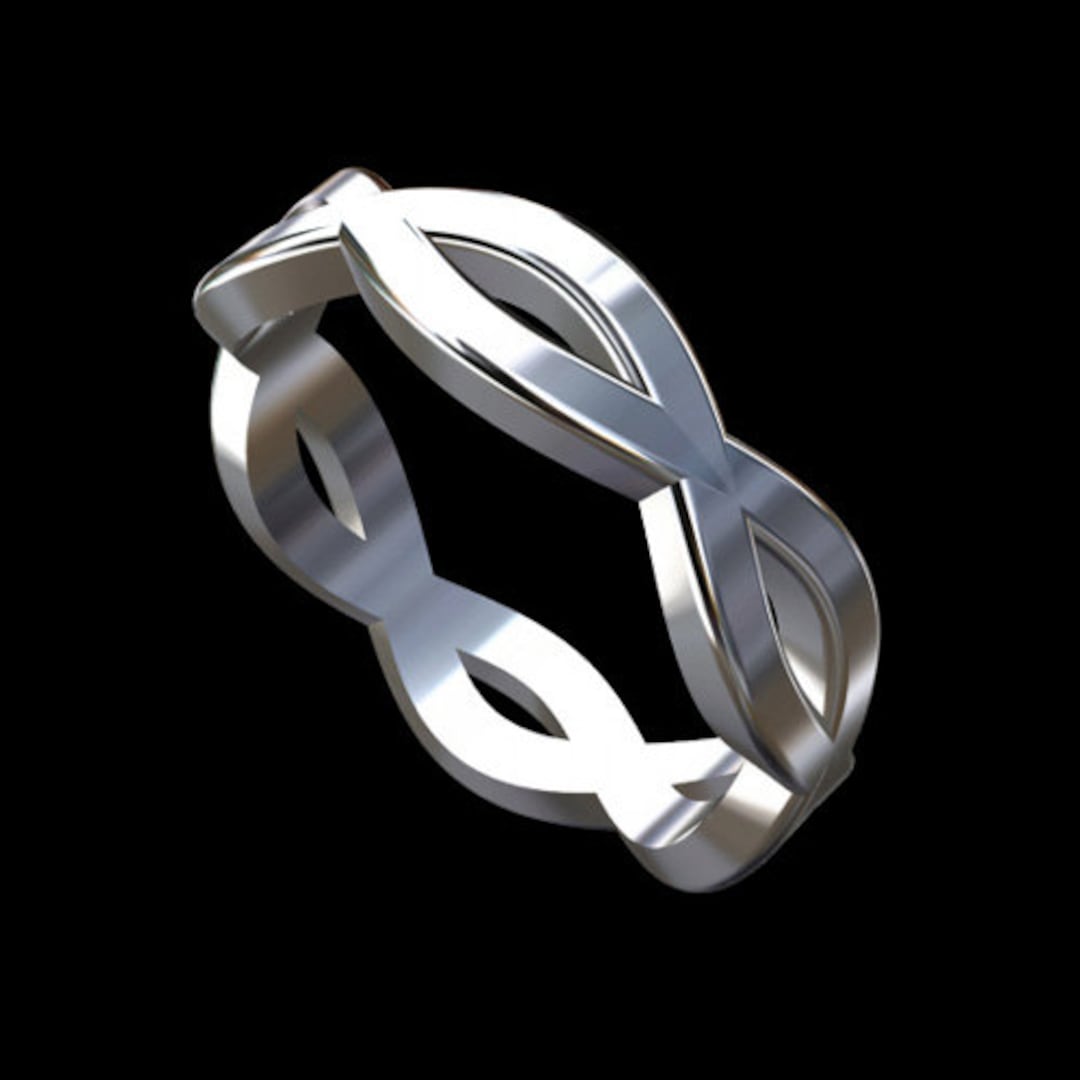 Infinity Silver Men's Ring, Twisted Men's Wedding Band, Eternity ...