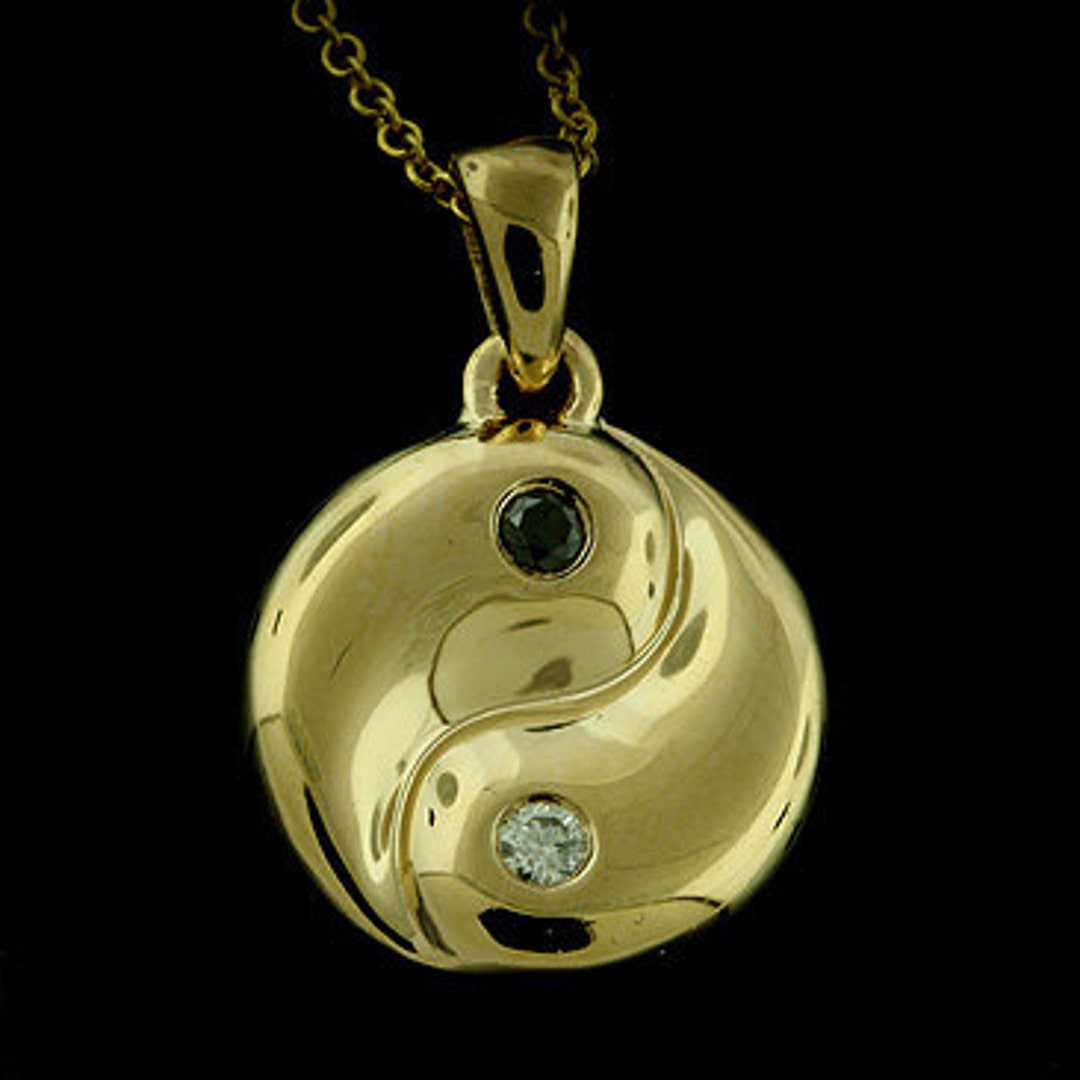 Diamond Gold Yin Yang Necklace Baby Charm Diamond Pendant - Etsy