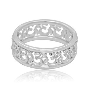 14k Gold OM AUM Ring, Filigree Eternity Band, Unisex Wedding Ring - Etsy