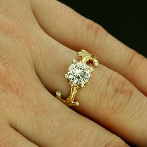 Tree Branch Engagement Ring, 7mm Forever One Moissanite Ring, Twig ...