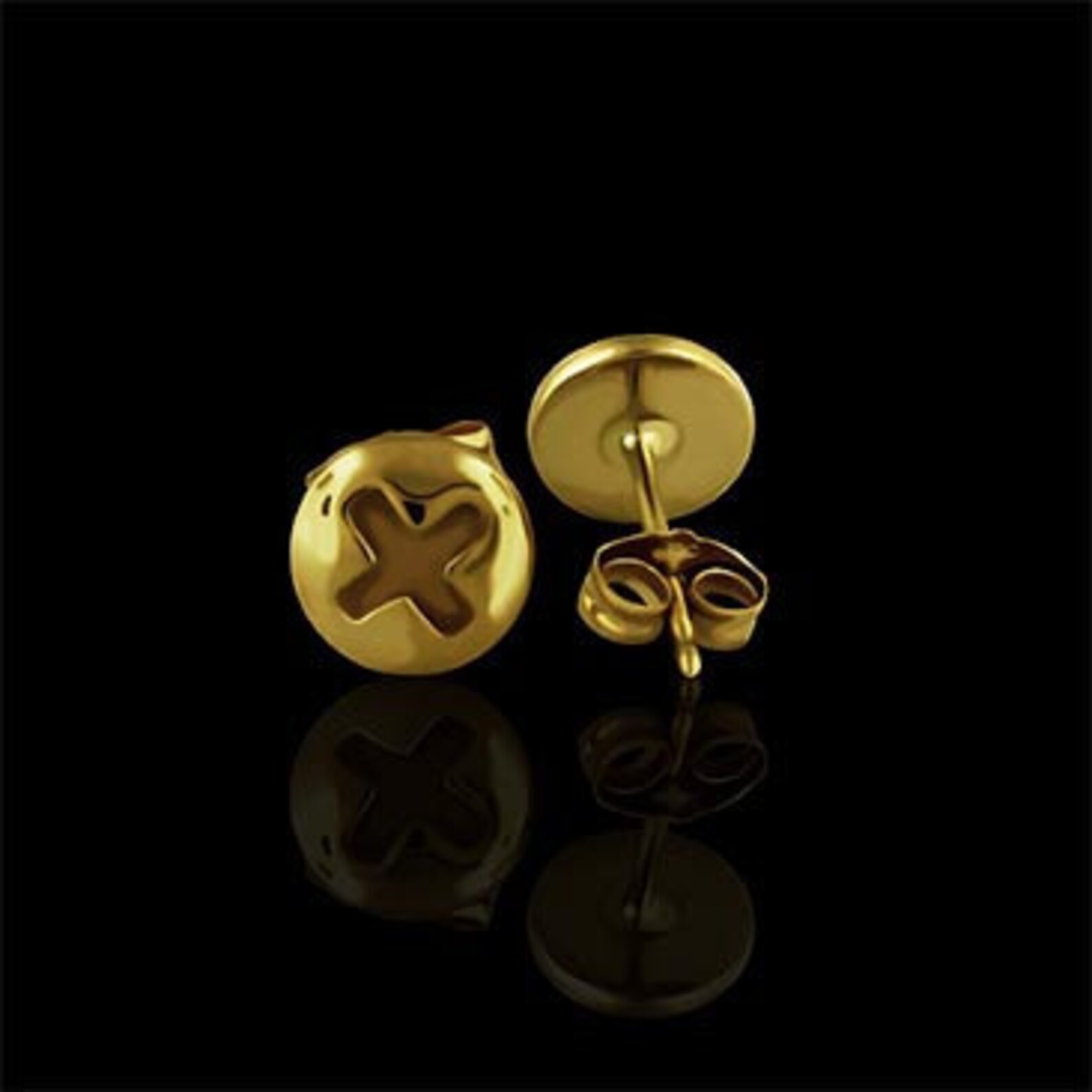 Screw Earrings, Gold Studs Earrings, Plus and Minus Posts Earrings ...