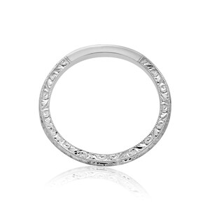 Engraved Stackable Women's Wedding Ring, Thin Rounded Wedding Ring ...
