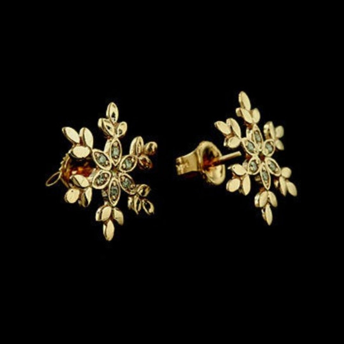 Diamond Snowflake Earrings Christmas Holiday Gold Earrings | Etsy