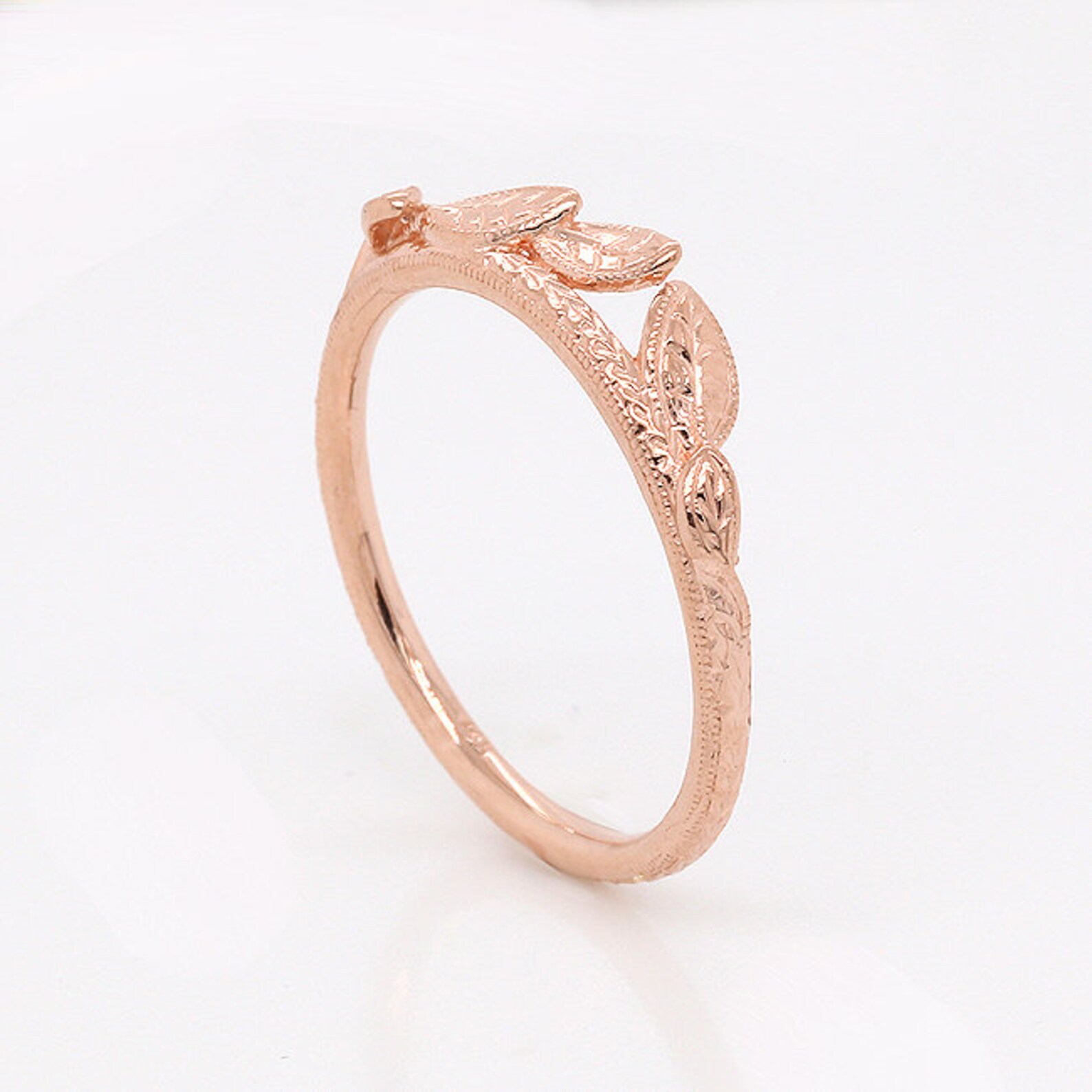 Leaf Engraved Band Nature Inspired Wedding Ring Organic - Etsy