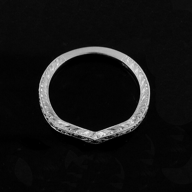 Double Curved Engraved Band Contour Wedding Band Thin | Etsy
