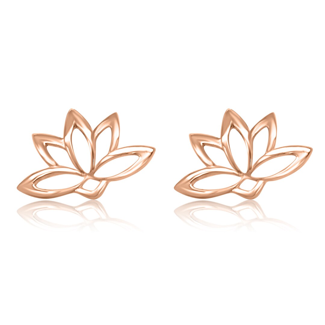 Lotus Flower Earrings, Yellow Gold Lotus Studs Earrings, Sacred Lotus ...
