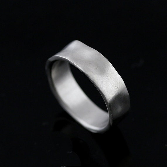 Hammer Finish Men's Wedding Ring Satin Finish Men's | Etsy