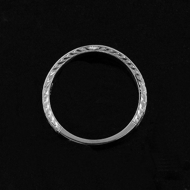 Silver Contour Wedding Ring Silver Engraved Wedding Band - Etsy