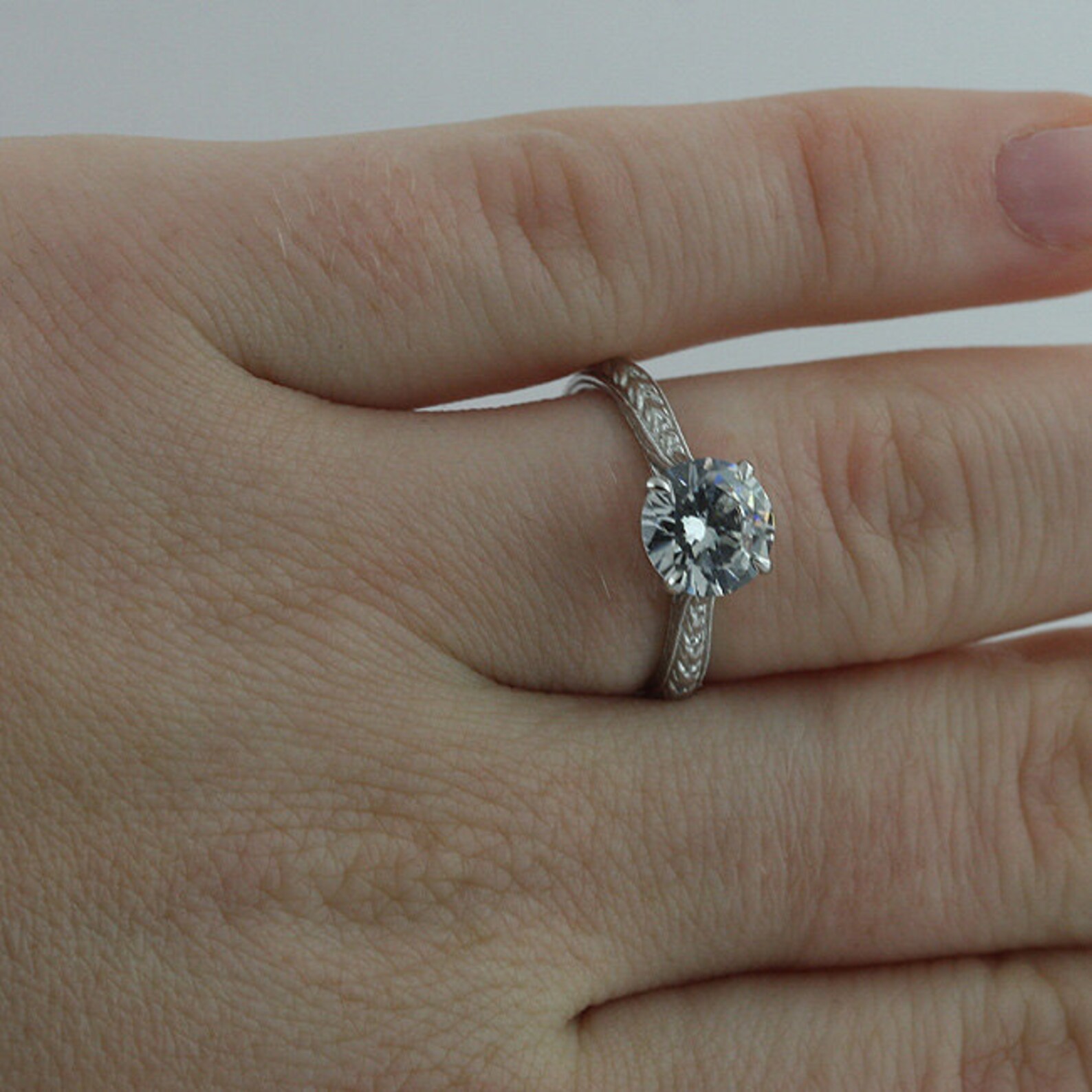 Solitaire Engagement Ring Setting Vintage Engraved Sculpted - Etsy