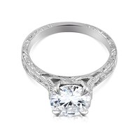 Filigree Engagement Ring Cathedral Solitaire Four Prong Setting Swirl ...