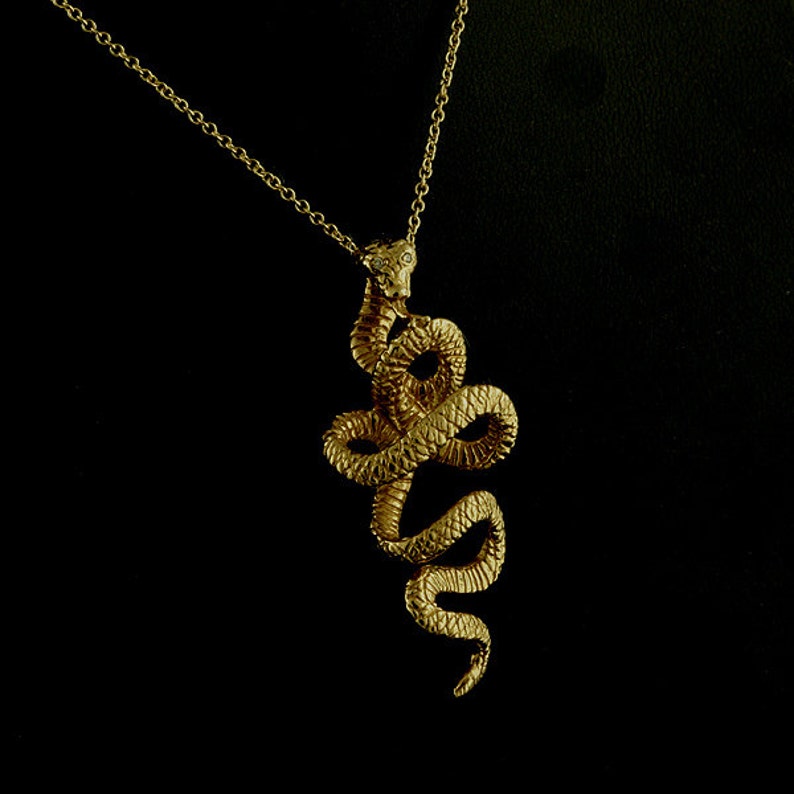 Gold Kundalini Serpent Necklace Yellow Gold Snake Pendant - Etsy
