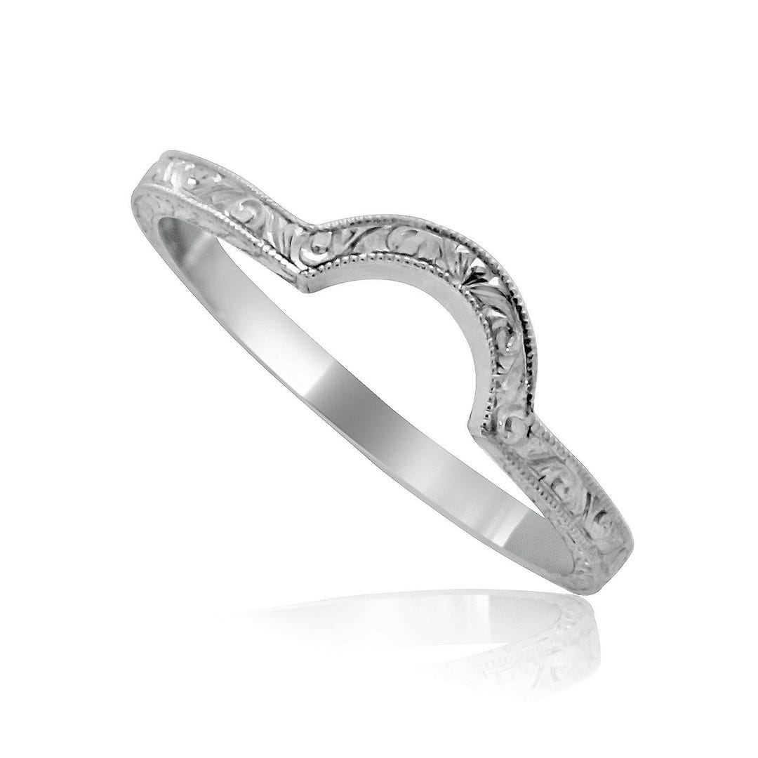 Contour Wedding Ring, Gold Curved Wedding Band, Thin Wedding Band ...