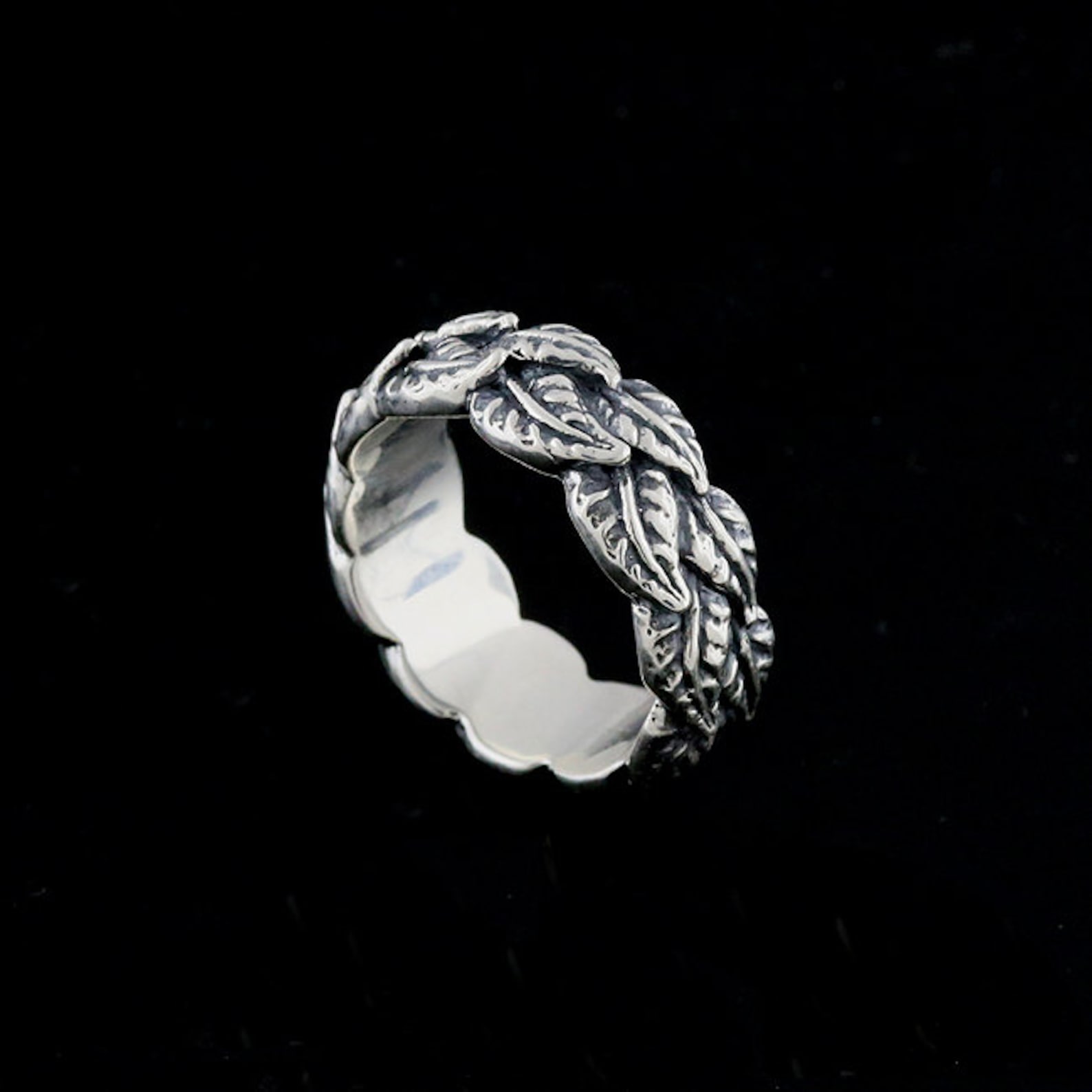 Leaf Men's Ring Nature Inspired Men's Ring Black - Etsy