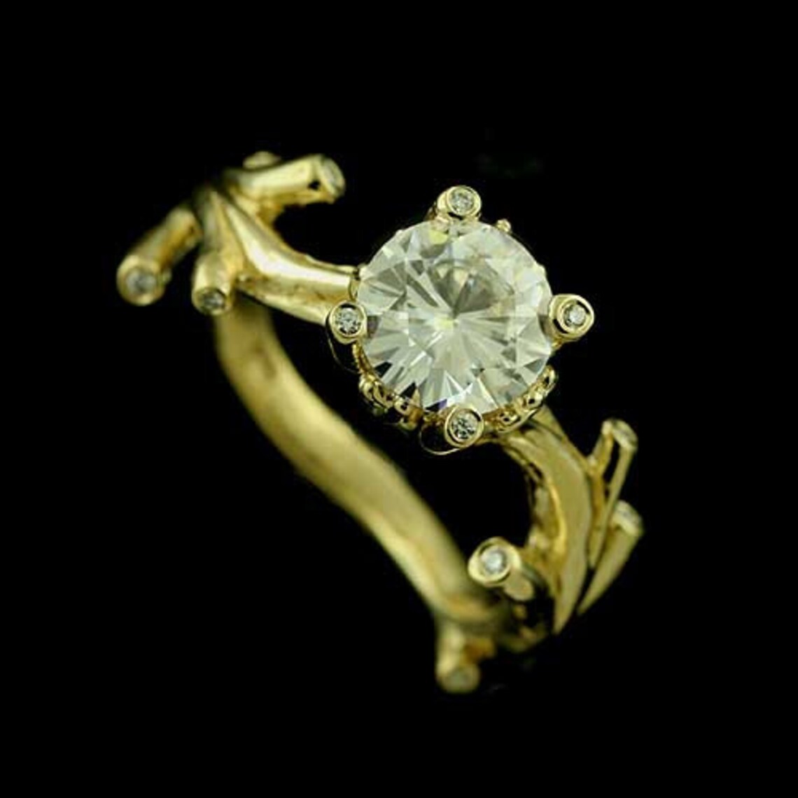 Tree Branch Engagement Ring, 7mm Forever One Moissanite Ring, Twig ...