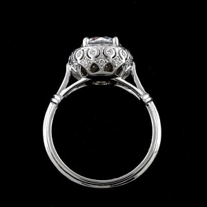 Vintage Filigree Ring, Colorless Moissanite Ring, Halo Vintage Filigree Ring, Colorless Moissanite Ring, Halo