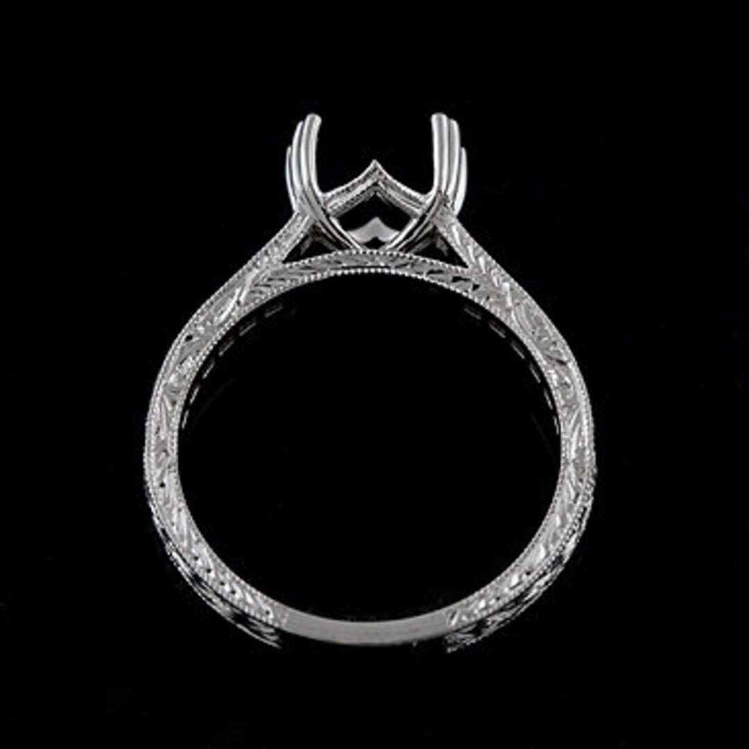 Square Diamond Ring Setting, French Cut Proposal Ring, Hand Carved Ring ...