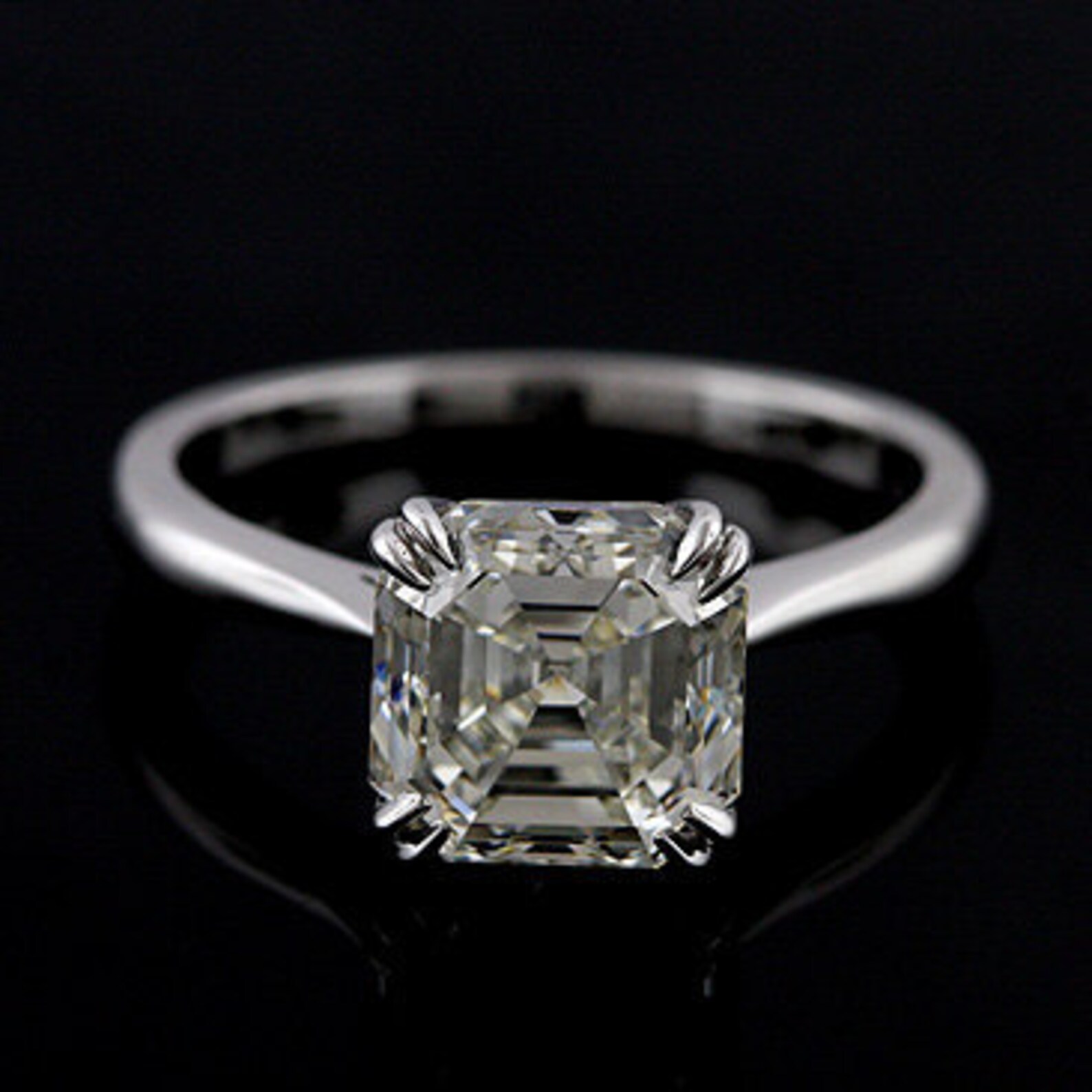 Classic Engagement Ring, Asscher Cut Ring Setting, Tapered Solitaire ...