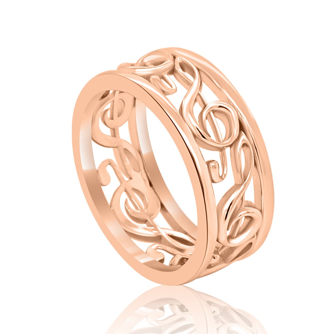 Treble Clef Wedding Ring, Music Note Ring, Music Symbol Ring, Eternity ...