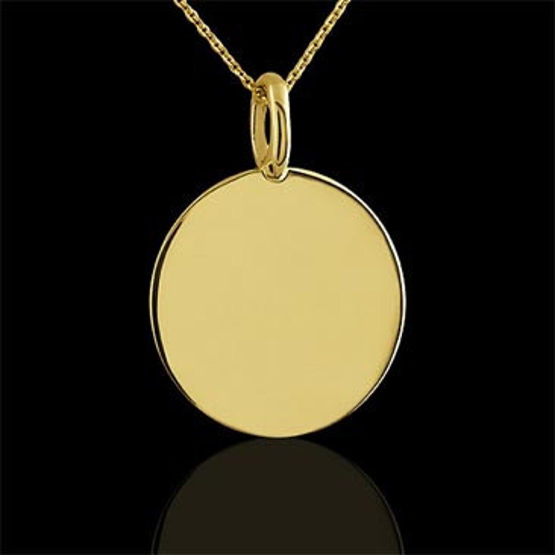 Engravable Disc Necklace Personalize Gold Disc Charm Round | Etsy