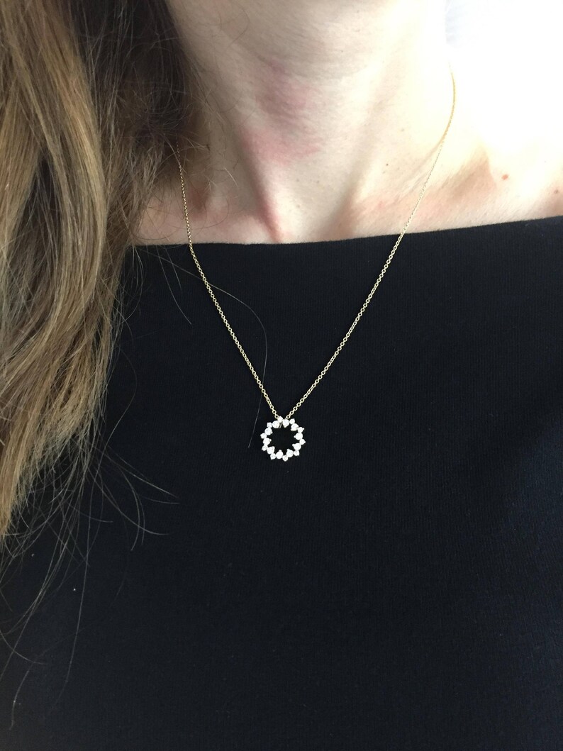 Diamond Sun Necklace Gold Sun Circle Pendant Sun Jewelry - Etsy