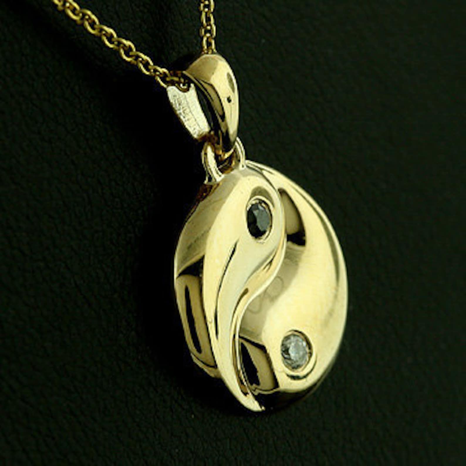 Diamond Gold Yin Yang Necklace Baby Charm Diamond Pendant | Etsy