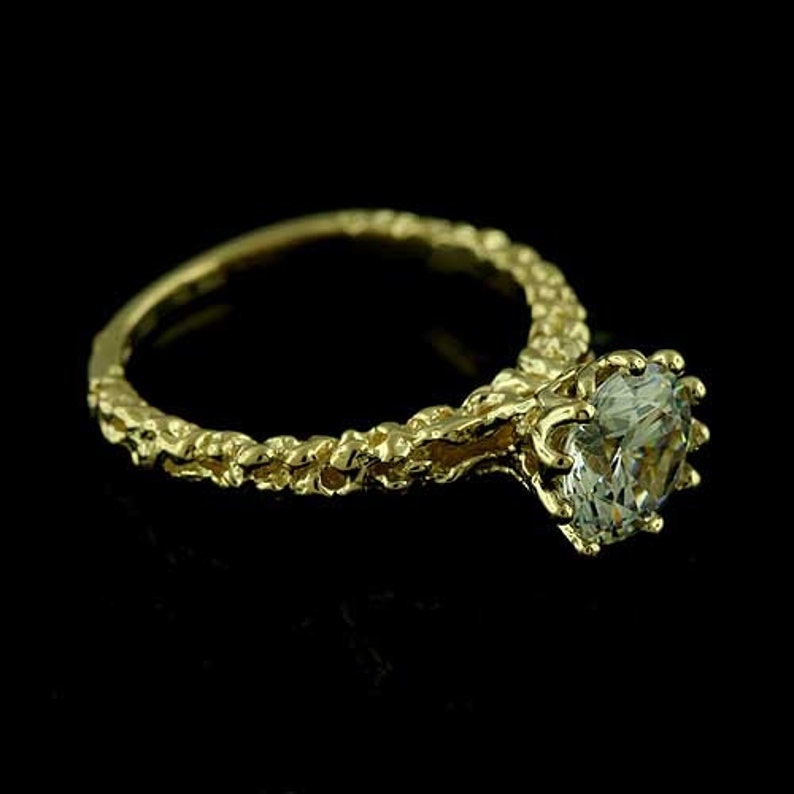 Nature Inspired Organic Ring 7.5mm Round Cubic Zirconia Ring - Etsy