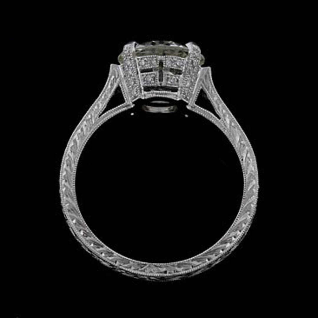 Vintage Engraved Ring Setting, Pave Diamond Engagement Ring, Wheat Hand ...