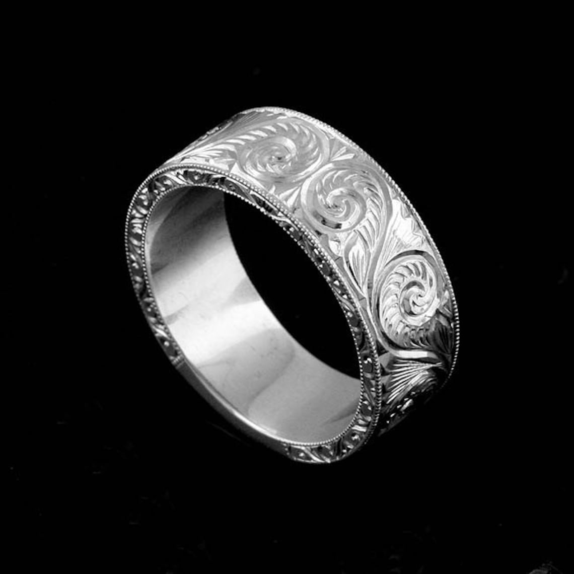 Engraved Men's Wedding Ring Art Deco Men's Ring - Etsy