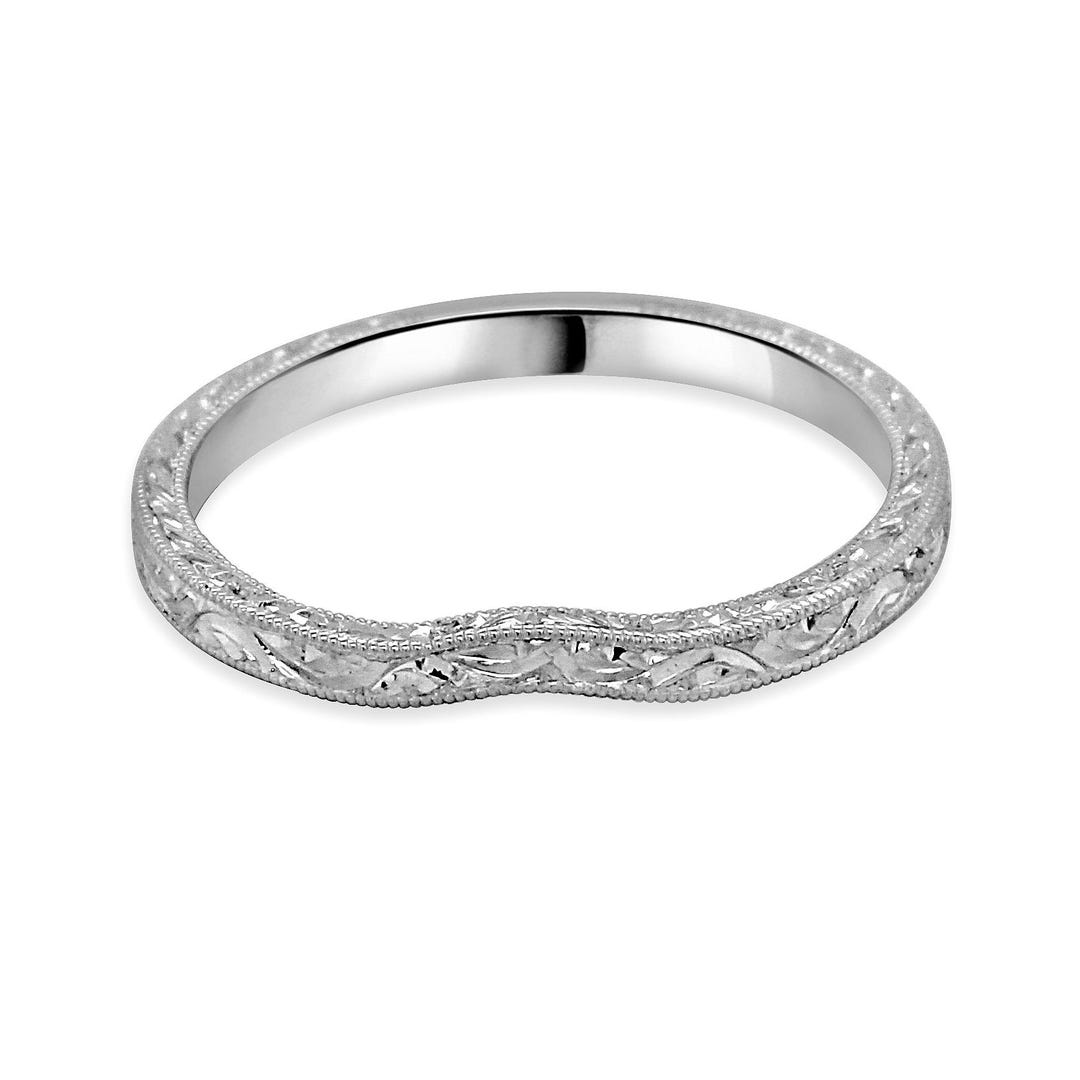 Contour Wedding Ring, Hand Engraved Wedding Band, New Antique Wedding ...