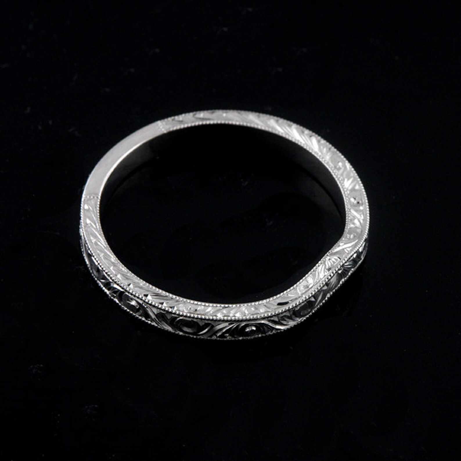 Contour Wedding Ring Hand Engraved Wedding Ring Vintage | Etsy