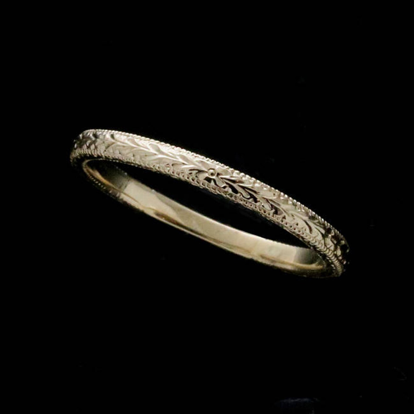 Silver Engraved Ring Art Deco Wedding Ring Straight Silver - Etsy