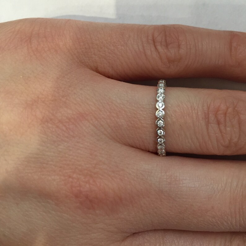 Diamond Wedding Ring Bezel Set White Gold Wedding Band - Etsy