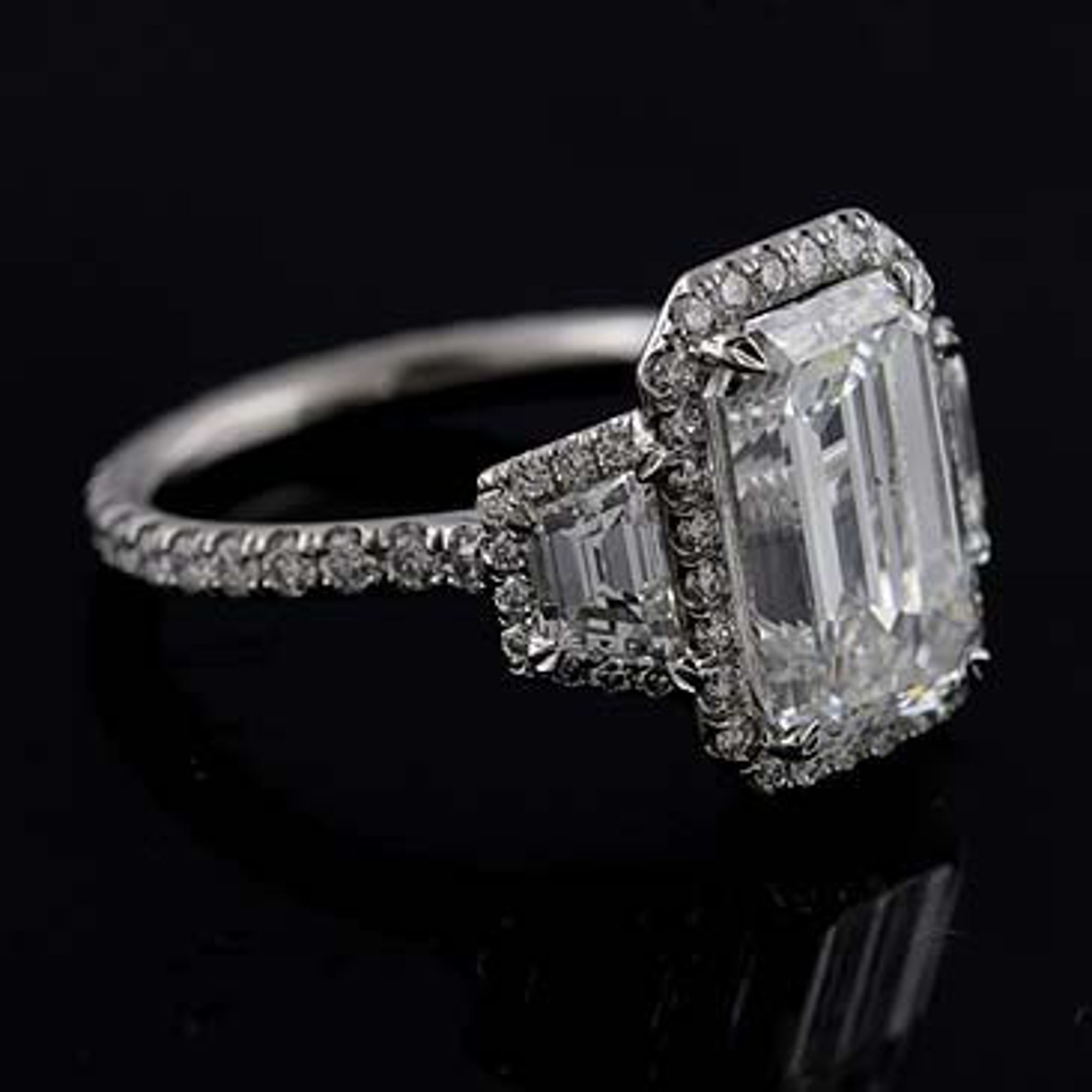 Emerald Cut Ring Setting Halo Diamond Engagement Ring - Etsy