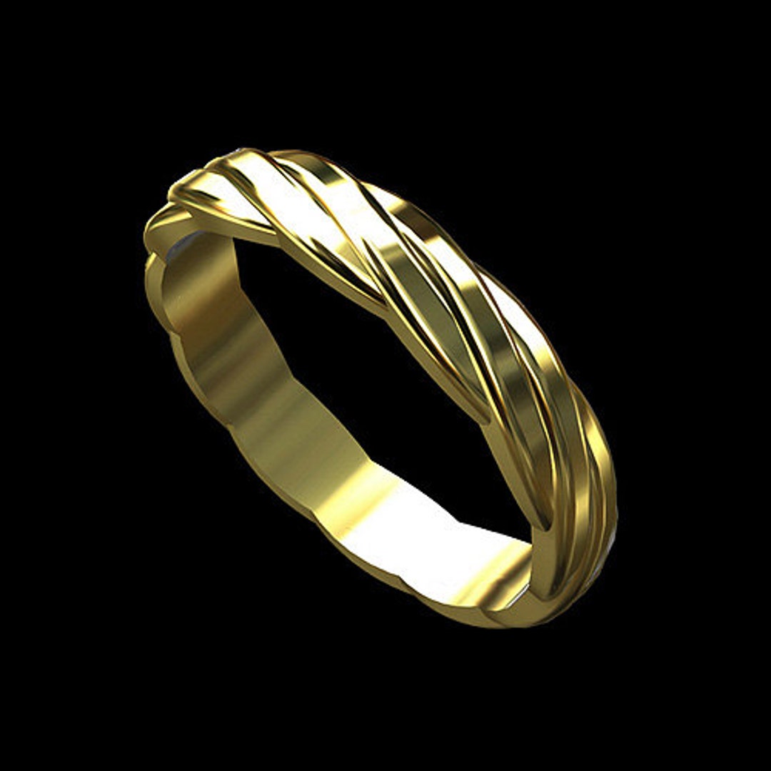 Twisted Wedding Band, Braided Wedding Band. Striped Wedding Ring ...