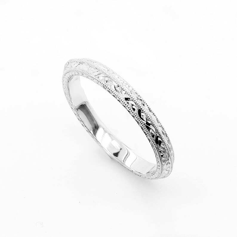 Knife Edge Women's Weeding Ring Double Milgrain Wedding - Etsy