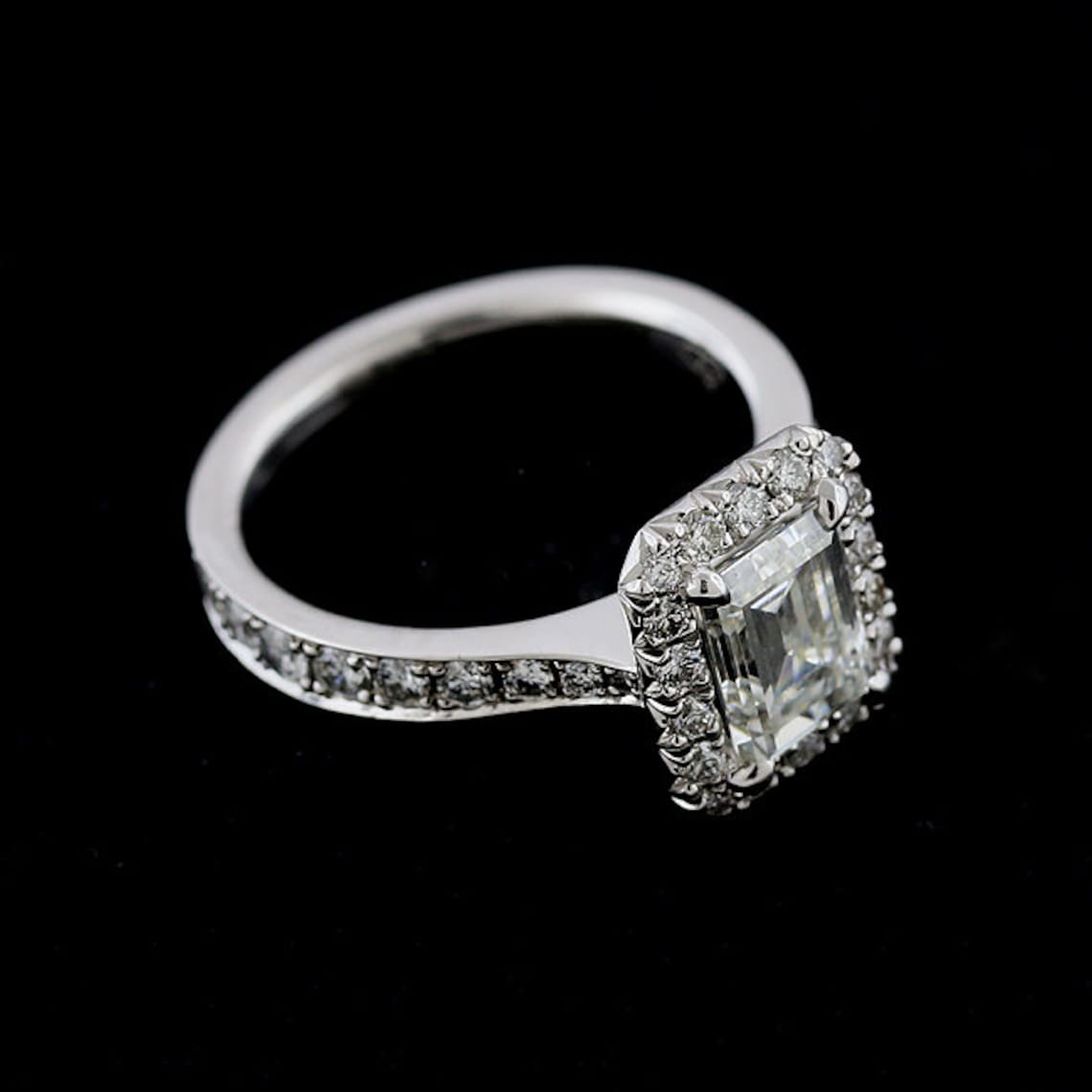 Certified Emerald Cut Lab Grown Diamond Ring Halo Diamond - Etsy