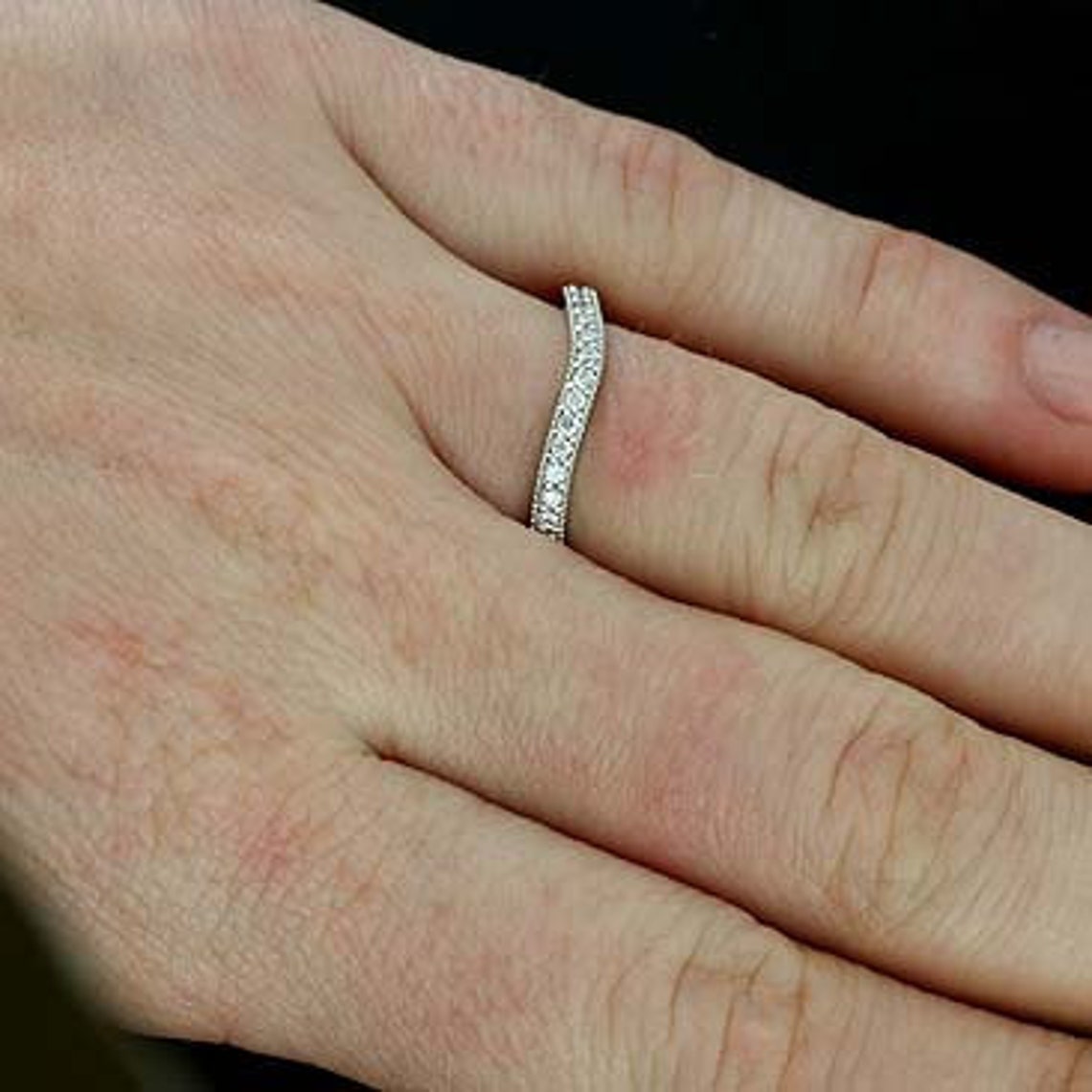 Women's Curved Band Diamond Wedding Ring Contour Wedding - Etsy