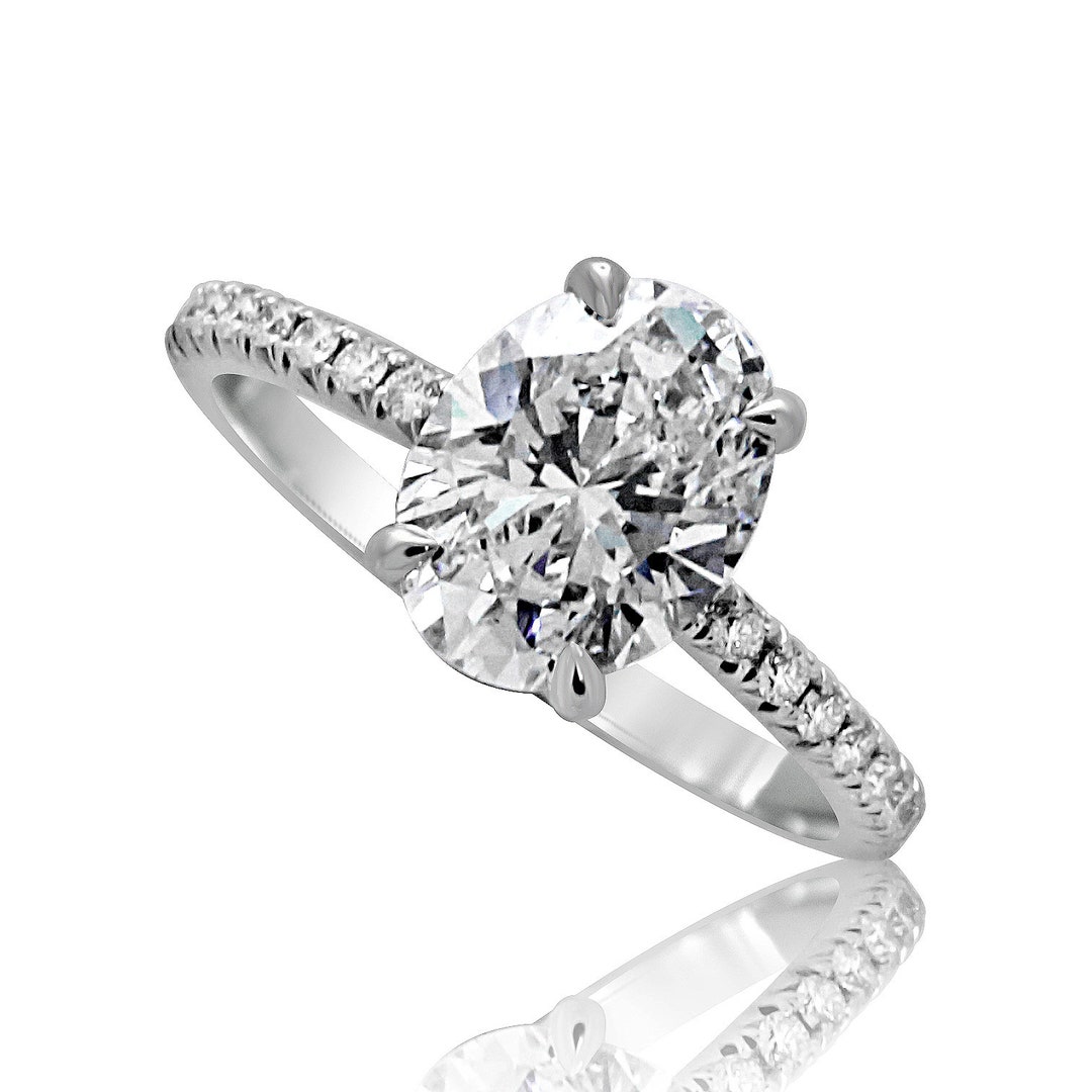 Oval Diamond Engagement Ring, Contemporary Diamond Engagement Ring ...