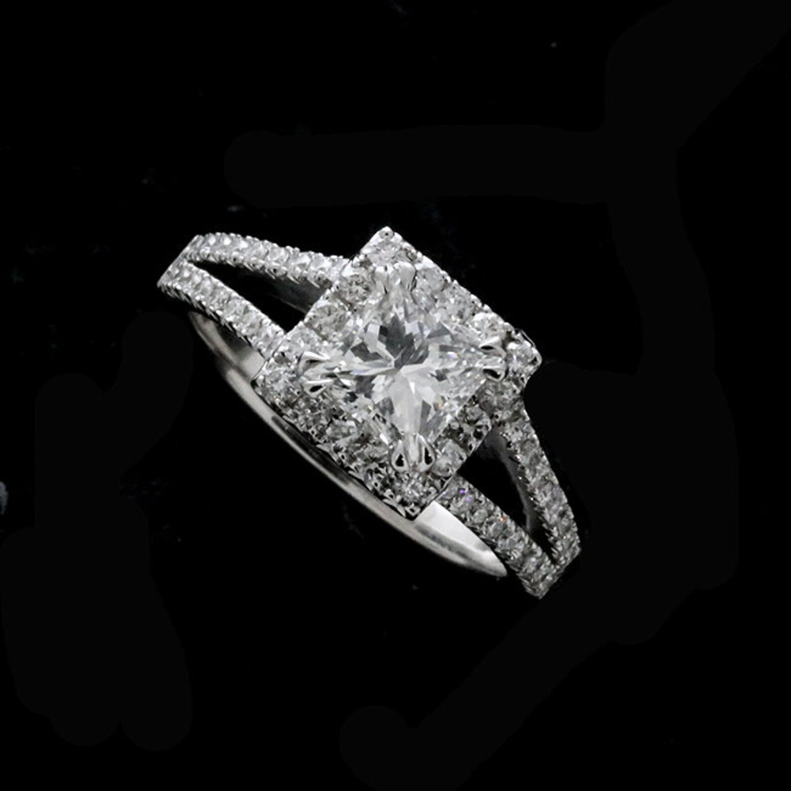 Split Shank Engagement Ring Setting Halo Diamond Engagement | Etsy