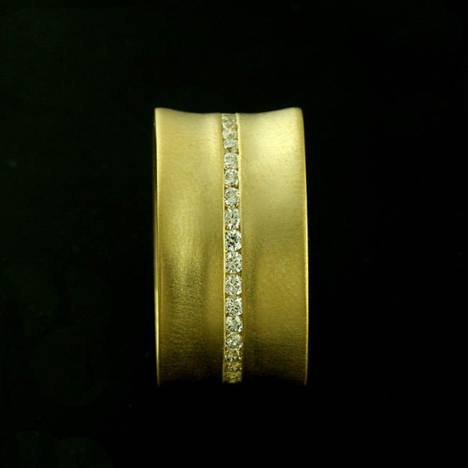 Cuff Channel Wedding Ring Diamond Concave Band 12mm Wide - Etsy