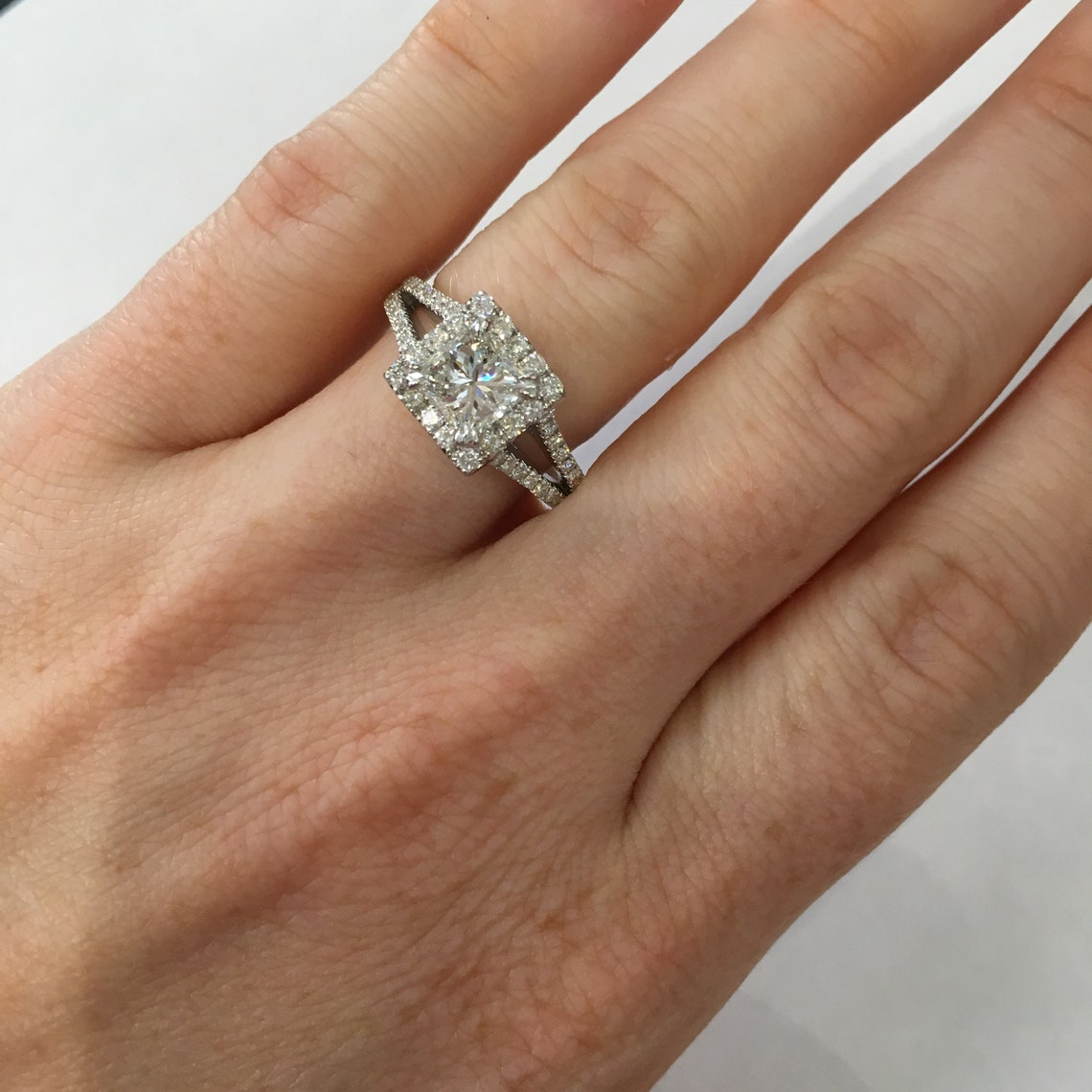 Split Shank Engagement Ring Setting Halo Diamond Engagement | Etsy