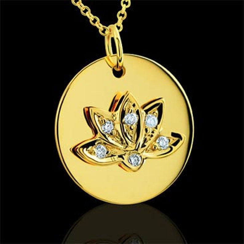 Diamond Lotus Flower Necklace Sacred Lotus Necklace Yellow | Etsy