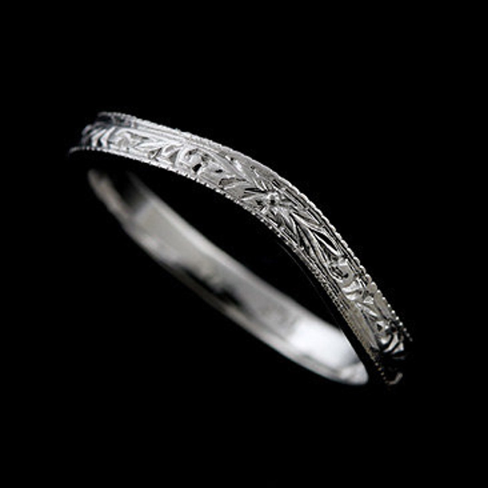 Silver Engraved Wedding Ring Women's Silver Wedding Band - Etsy