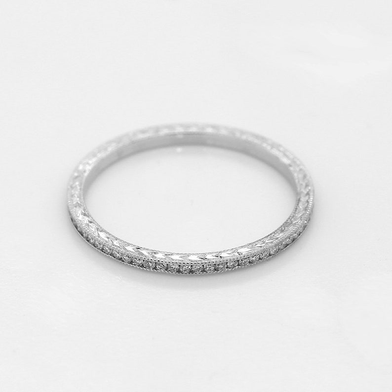 Super Thin Vintage Diamond Eternity Band 1.4mm Platinum | Etsy