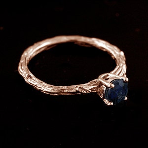 Nature Inspired Engagement Ring, Round Blue Sapphire Ring, Tree Branch ...