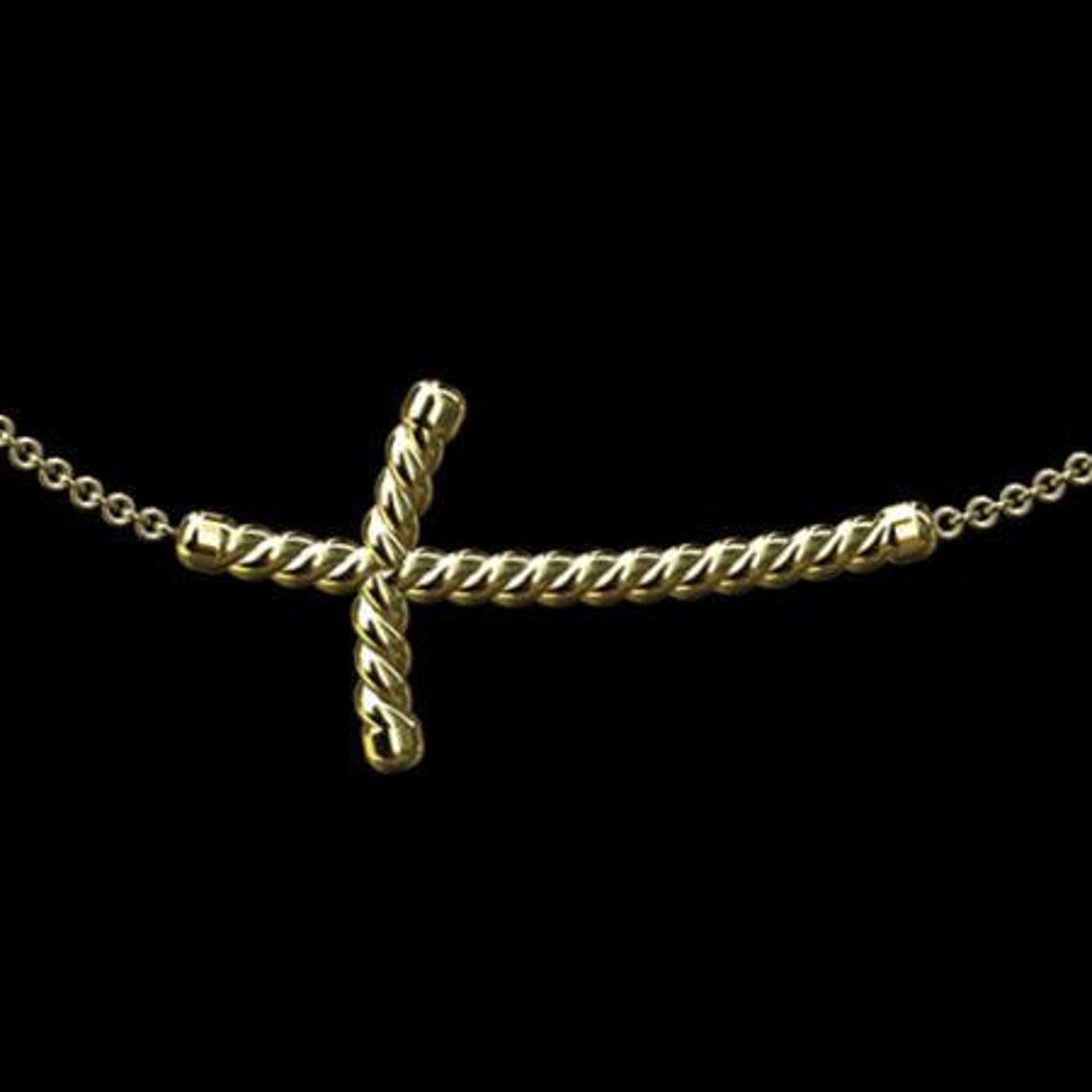 Curved Twisted Sideways Cross Pendant Gold Side Necklace off - Etsy