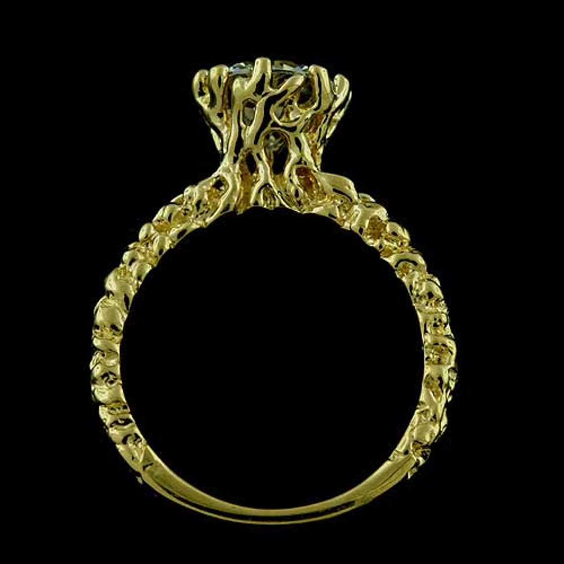 Nature Inspired Organic Ring 7.5mm Round Cubic Zirconia Ring - Etsy